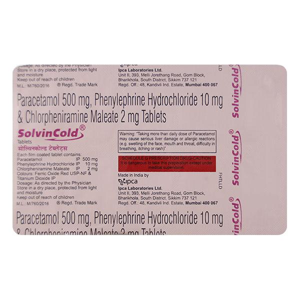Solvin Cold Tablet: View Price, Benefits, Side Effects | Netmeds