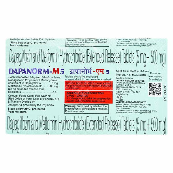 DAPANORM M 5 Tablet 10's : Price, Uses, Side Effects | Netmeds