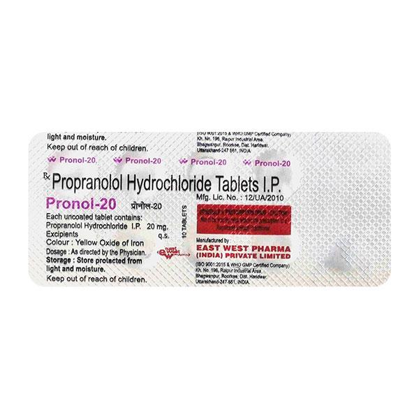 Pronol 20mg Tablet 10'S Price, Uses, Side effects, Substitutes | Netmeds