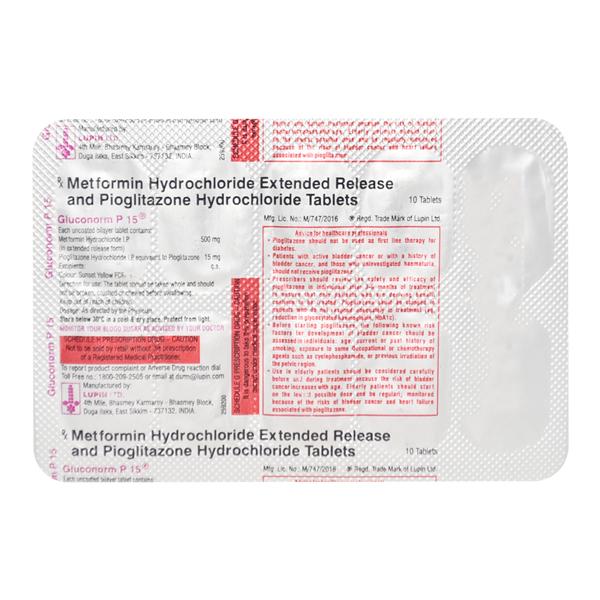 Gluconorm P 15mg Tablet 10'S : Price, Uses, Side Effects | Netmeds