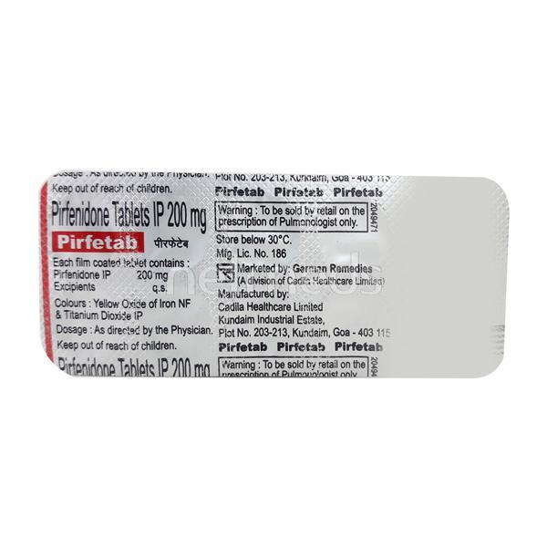 Pirfetab 200mg Tablet 10'S Price, Uses, Side effects, Substitutes | Netmeds