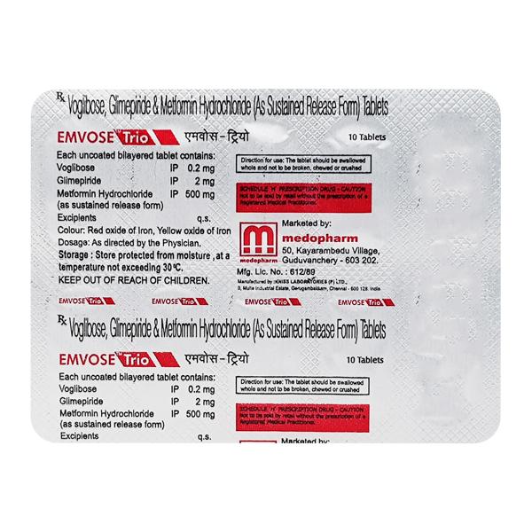 Emvose Trio 2mg Tablet 10'S : Price, Uses, Side Effects | Netmeds