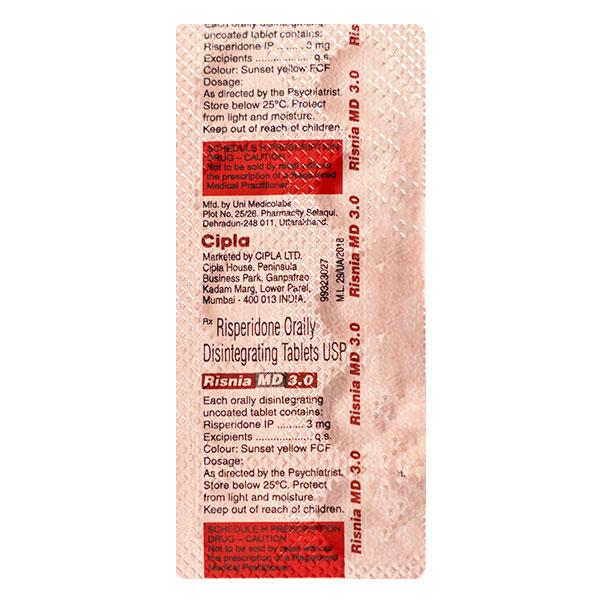 Risnia MD 3mg Tablet 10'S : Uses, Side Effects, Price | Netmeds