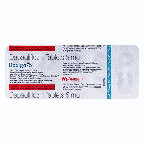 DAXIGA 5 Tablet 10's : Price, Uses, Side Effects | Netmeds
