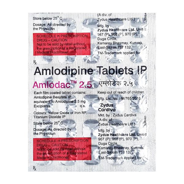 Amlodac 2.5mg Tablet 30'S : Price, Uses, Side Effects | Netmeds