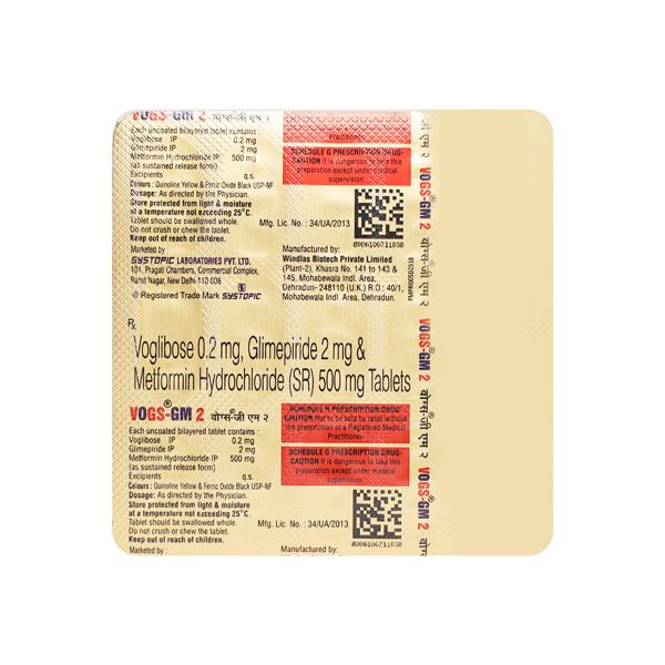 Vogs GM 2mg Tablet 15'S : Price, Uses, Side Effects | Netmeds