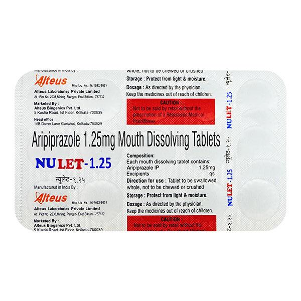 Buy NULET 1.25 Mouth Dissolving Tablet 15's Online at Upto 25% OFF ...
