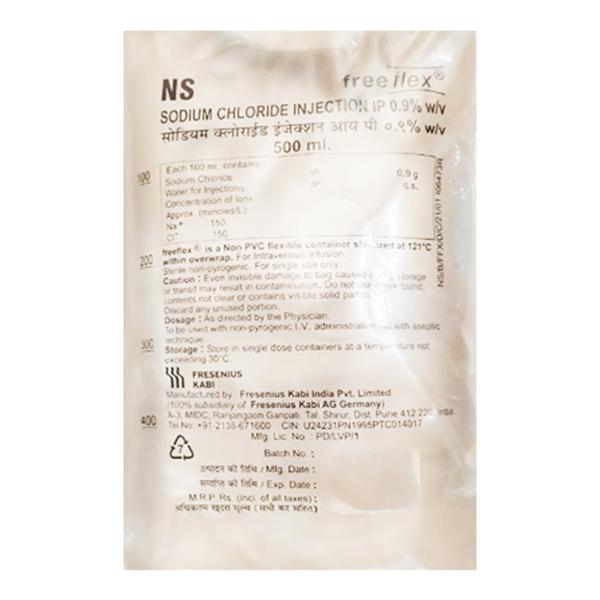 NS (FRESENIUS) FREEFLEX Infusion 500ml Price, Uses, Side effects ...