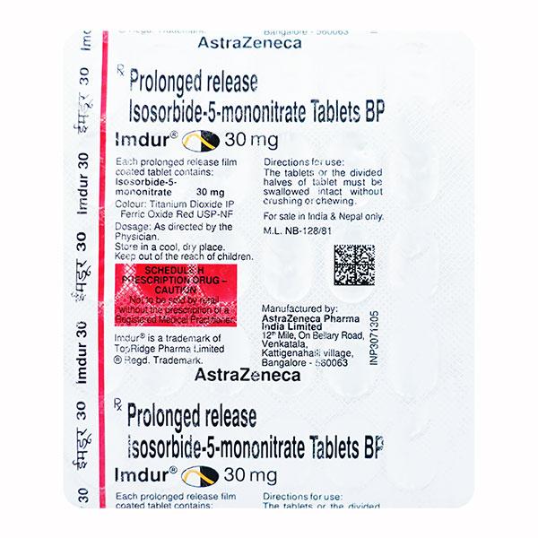 Imdur 30mg Tablet 30'S - Price, Uses, Side Effects | Netmeds