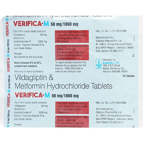 VERIFICA M 50/1000mg Tablet 15's : Price, Uses, Side Effects | Netmeds
