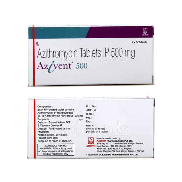 Buy Azivent 500mg Tablet 5'S Online at Upto 25% OFF | Netmeds