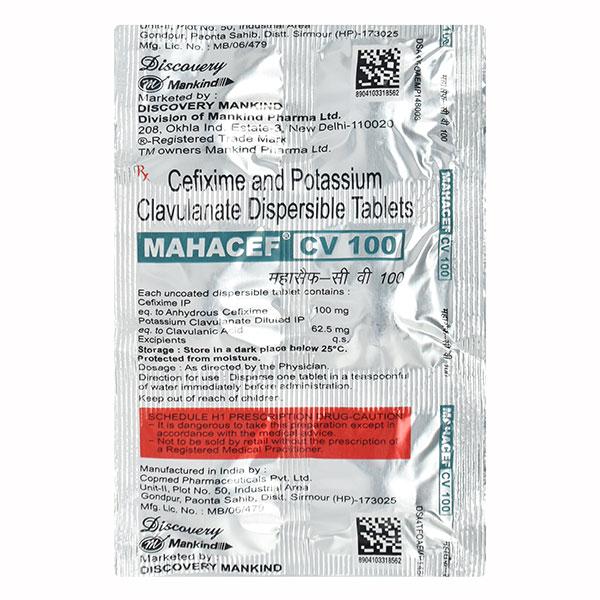Mahacef CV 100mg Tablet 6'S : Price, Uses, Side Effects | Netmeds