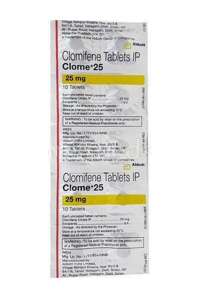 Clome 25mg Tablet 10'S - Price, Uses, Side Effects | Netmeds