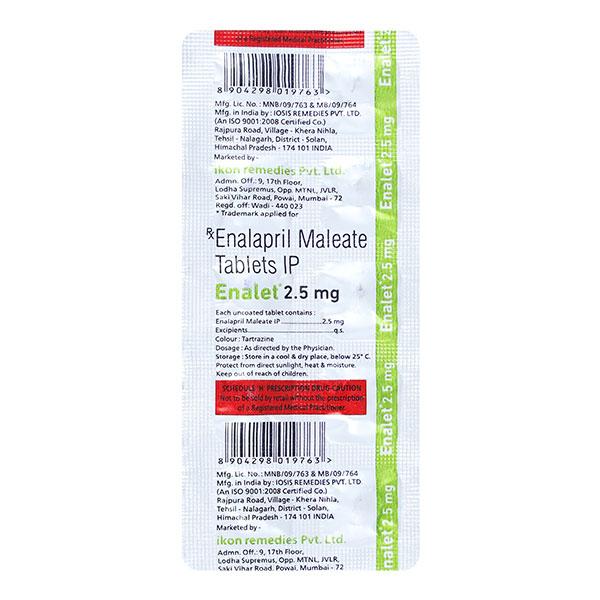 ENALET 2.5mg Tablet 10's : Price, Uses, Side Effects | Netmeds
