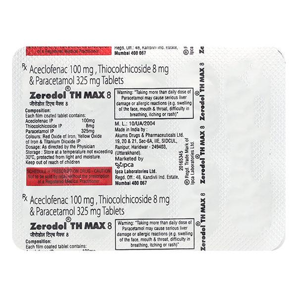 ZERODOL TH MAX 8 Tablet 10's Price, Uses, Side effects, Substitutes ...