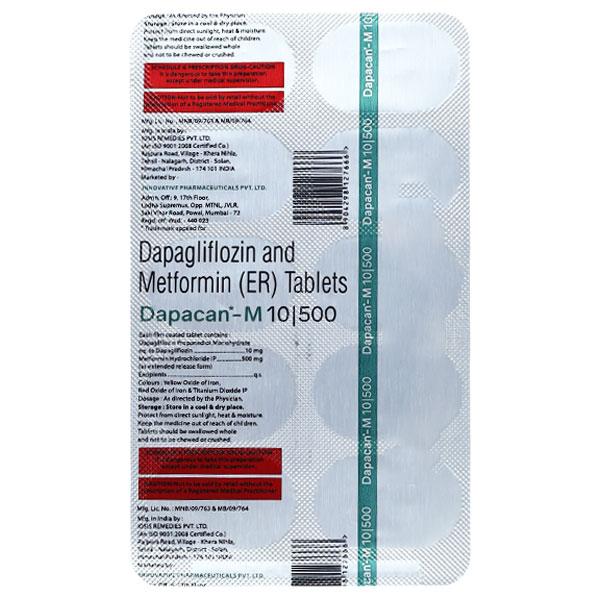 DAPACAN M 10/500 Tablet 10's Price, Uses, Side effects, Substitutes ...