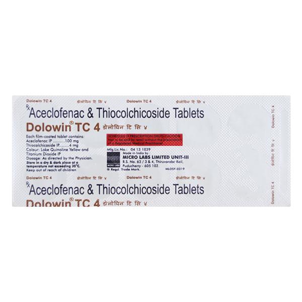 Buy Dolowin TC 4/100mg Tablet 10'S Online at Upto 25% OFF | Netmeds