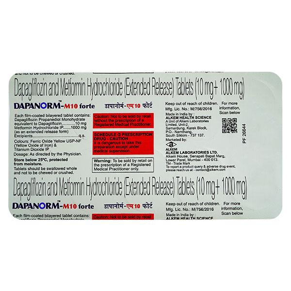 DAPANORM M 10 FORTE Tablet 10's : Price, Uses, Side Effects | Netmeds