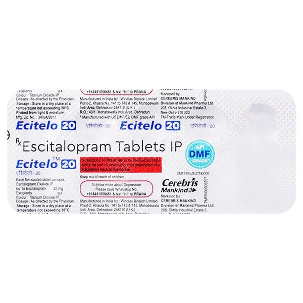 ECITELO 20 Tablet 10's : Price, Uses, Side Effects | Netmeds