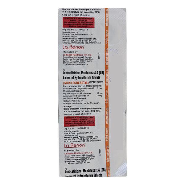 Buy Montegress Xl Tablet 10's Online at Upto 25% OFF | Netmeds