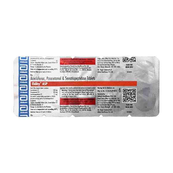 Buy EBILITY ASP Tablet 10's Online | Netmeds