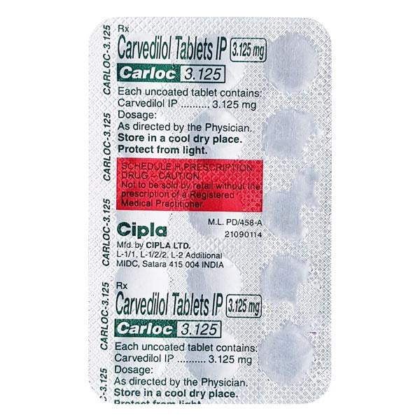 Carloc 3.125mg Tablet 15'S : Price, Uses, Side Effects | Netmeds