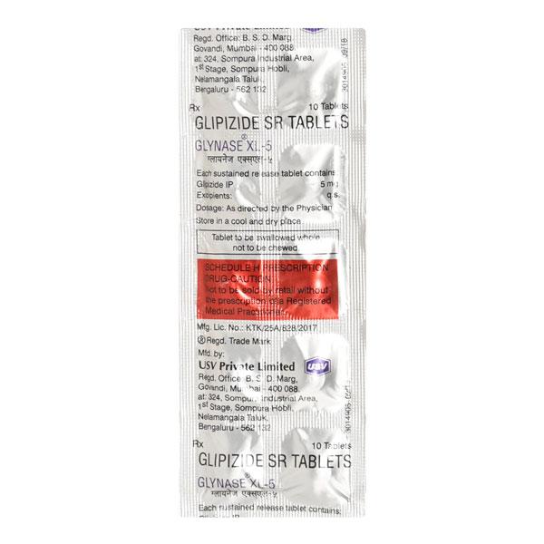 Glynase XL 5mg Tablet 10'S : Price, Uses, Side Effects | Netmeds