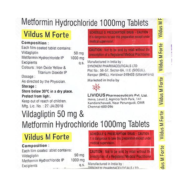 Buy VILDUS M FORTE Tablet 15's Online at Upto 25% OFF | Netmeds