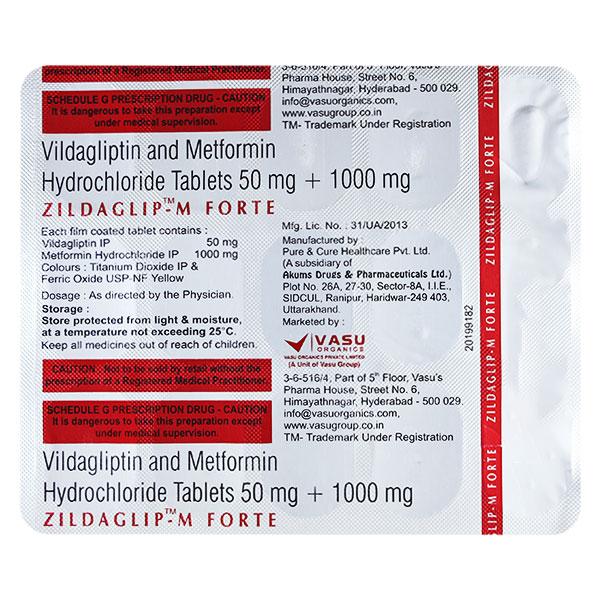 ZILDAGLIP M FORTE Tablet 15's : Price, Uses, Side Effects | Netmeds