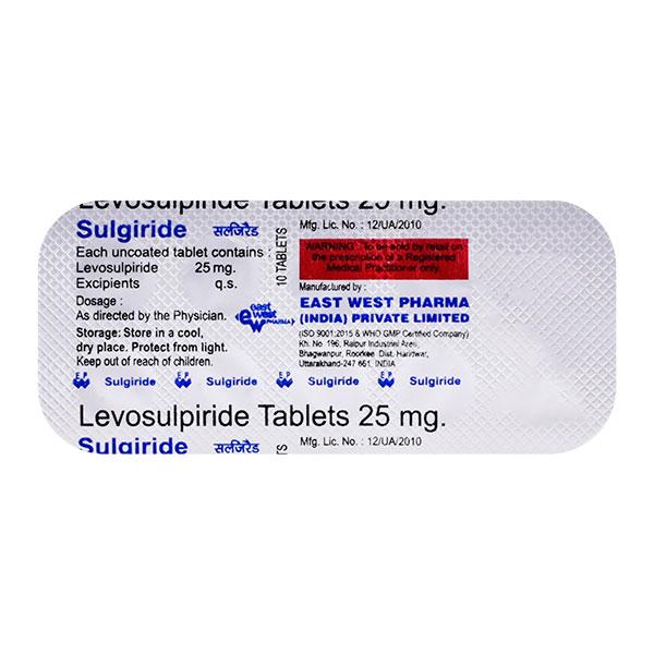 Buy Sulgiride 25mg Tablet 10'S Online at Upto 25% OFF | Netmeds