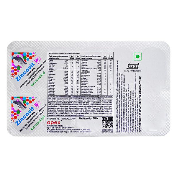 Buy ZINCOVIT W Tablet 10's Online at Upto 25% OFF | Netmeds