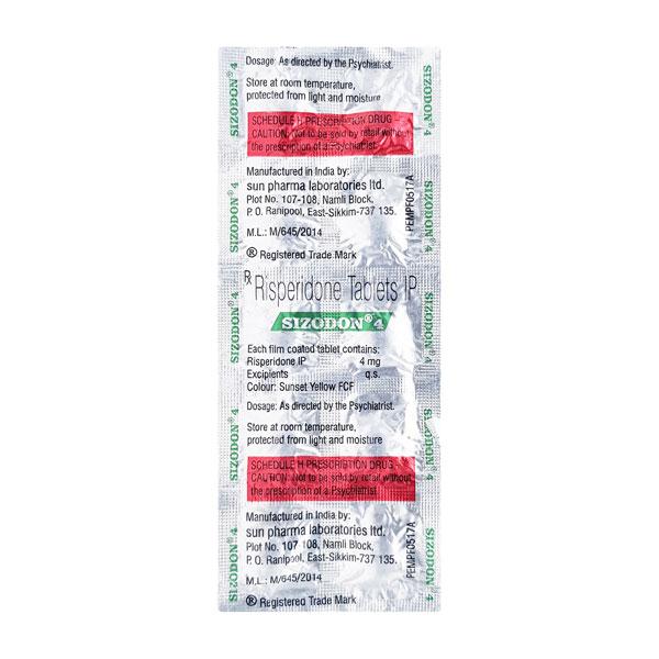 Sizodon 4mg Tablet 10'S Price, Uses, Side effects, Substitutes | Netmeds
