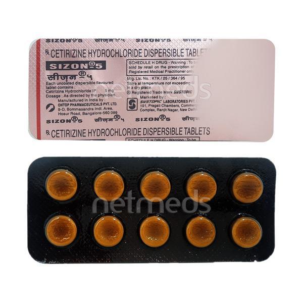 Sizon 5mg Tablet 10'S : Uses, Side Effects, Price | Netmeds