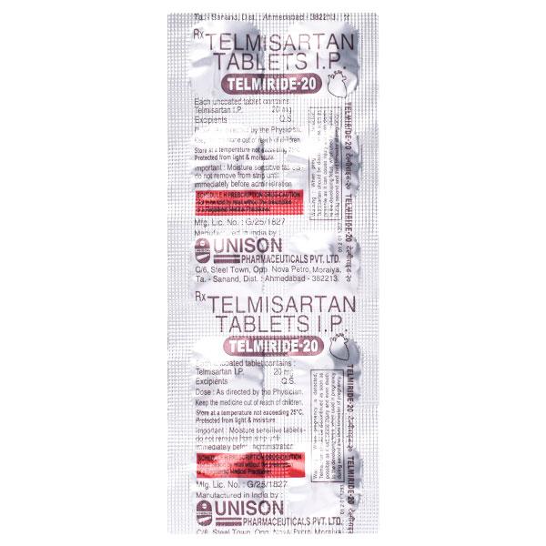 Telmiride 20mg Tablet 10'S : Price, Uses, Side Effects | Netmeds