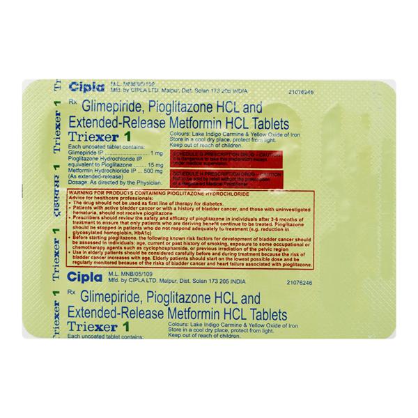 Triexer 1mg Tablet 10'S : Price, Uses, Side Effects | Netmeds