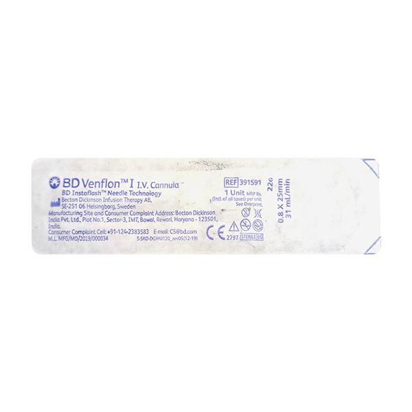 VENFLON I 22G Cannulas 1's Price, Uses, Side effects, Substitutes | Netmeds