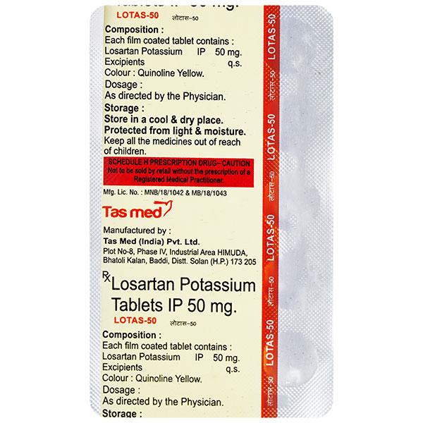 LOTAS 50mg Tablet 15's : Price, Uses, Side Effects | Netmeds