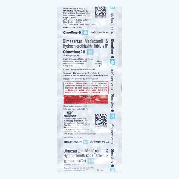 Olmetime H 40mg Tablet 10'S : Price, Uses, Side Effects | Netmeds