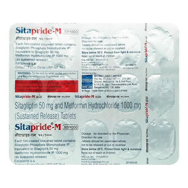 Buy SITAPRIDE M 50/1000 Tablet 15's Online at Upto 25% OFF | Netmeds
