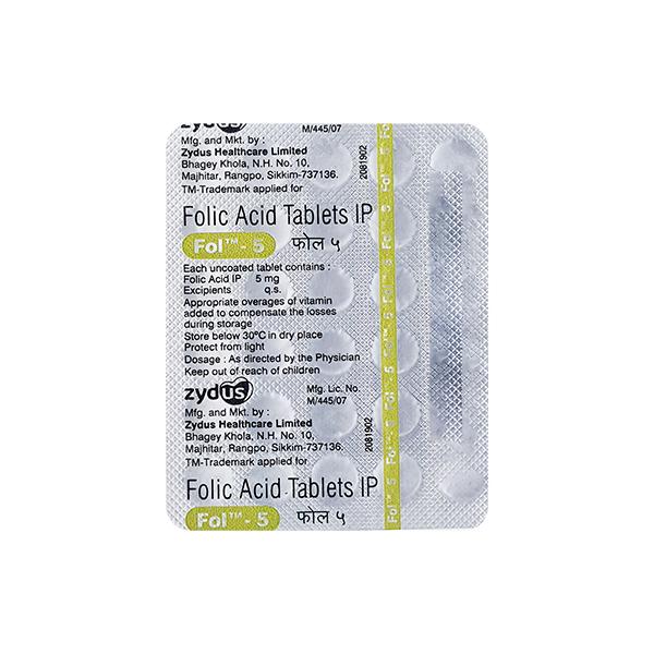 Buy FOL 5mg Tablet 30'S Online at Upto 25% OFF | Netmeds