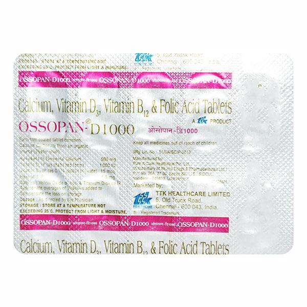 Ossopan D 1000 Tablet 10'S Price, Uses, Side effects, Substitutes | Netmeds