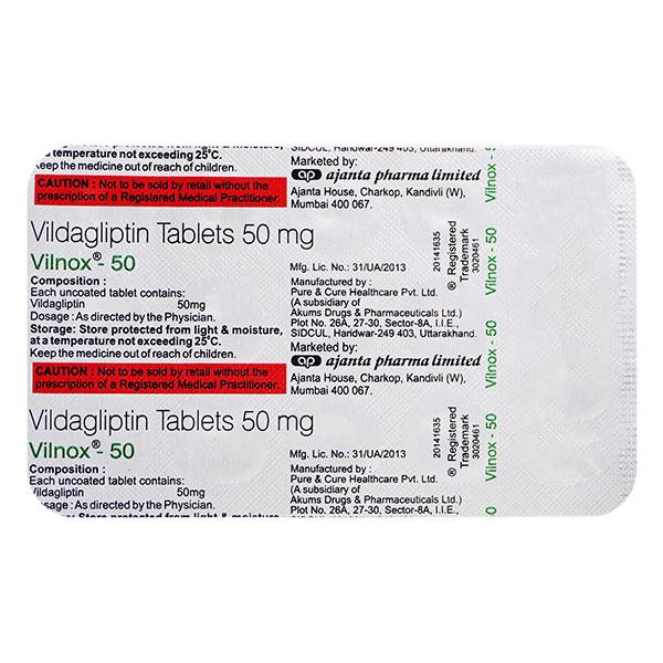 VILNOX 50 Tablet 15's : Price, Uses, Side Effects | Netmeds
