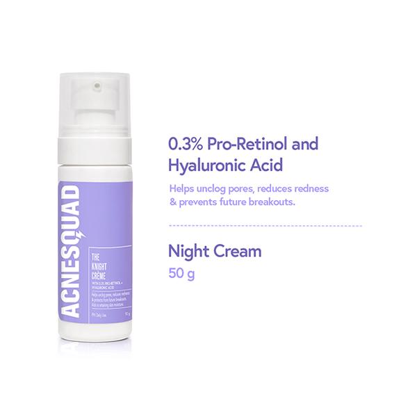 Buy Acne Squad Knight Creme with 0.3% Pro-Retinol + Hyaluronic Acid 50 ...