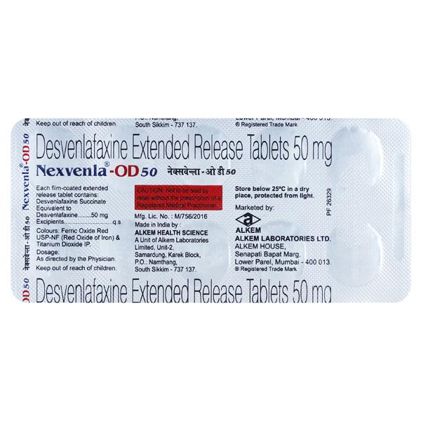 Nexvenla OD 50mg Tablet 10'S : Price, Uses, Side Effects | Netmeds