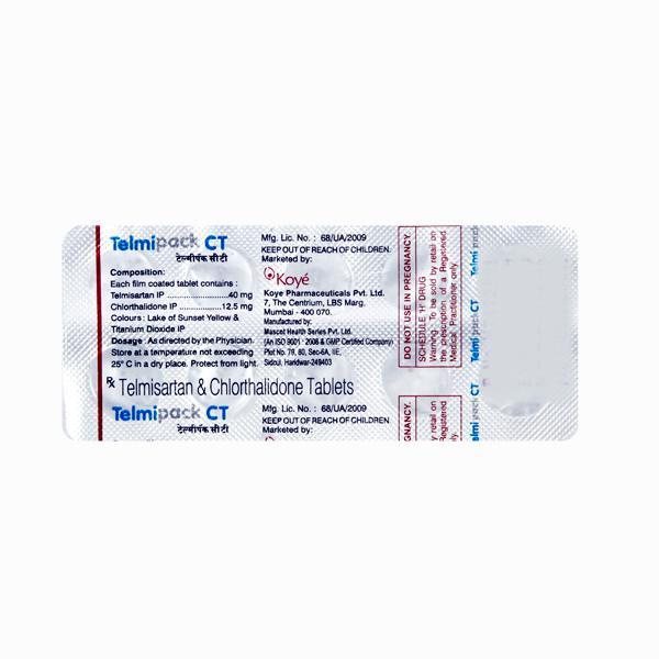 Telmipack CT 40/12.5mg Tablet 10'S Price, Uses, Side effects ...