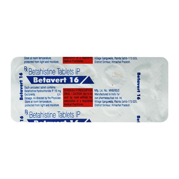 Buy Betavert 16mg Tablet 10'S Online at Upto 25% OFF | Netmeds