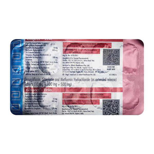 Buy GLUJECT TRIO 10+100+500mg Tablet 10's Online at Upto 25% OFF | Netmeds