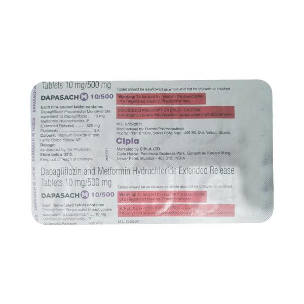 Buy DAPASACH M 10/500 Tablet 10's Online at Upto 25% OFF | Netmeds