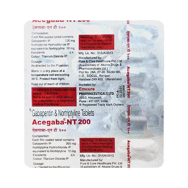 Buy ACEGABA NT 200 Tablet 15's Online | Netmeds