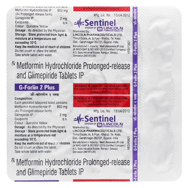 G FORLIN PLUS 2 Tablet 15's Price, Uses, Side effects, Substitutes ...